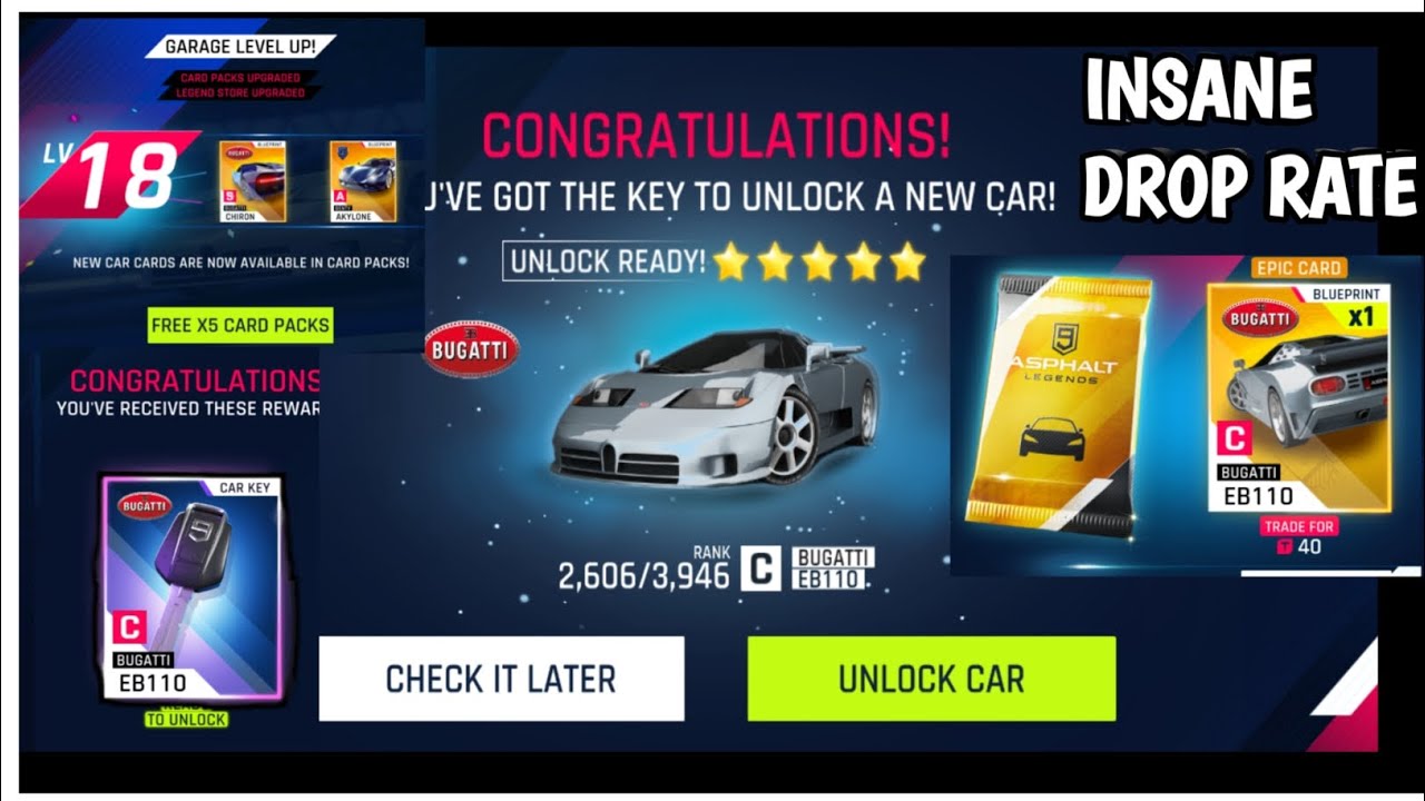 asphalt 9 - Bugatti EB110 Car Hunt Key Claiming - Touching Drive - Lv18 ...