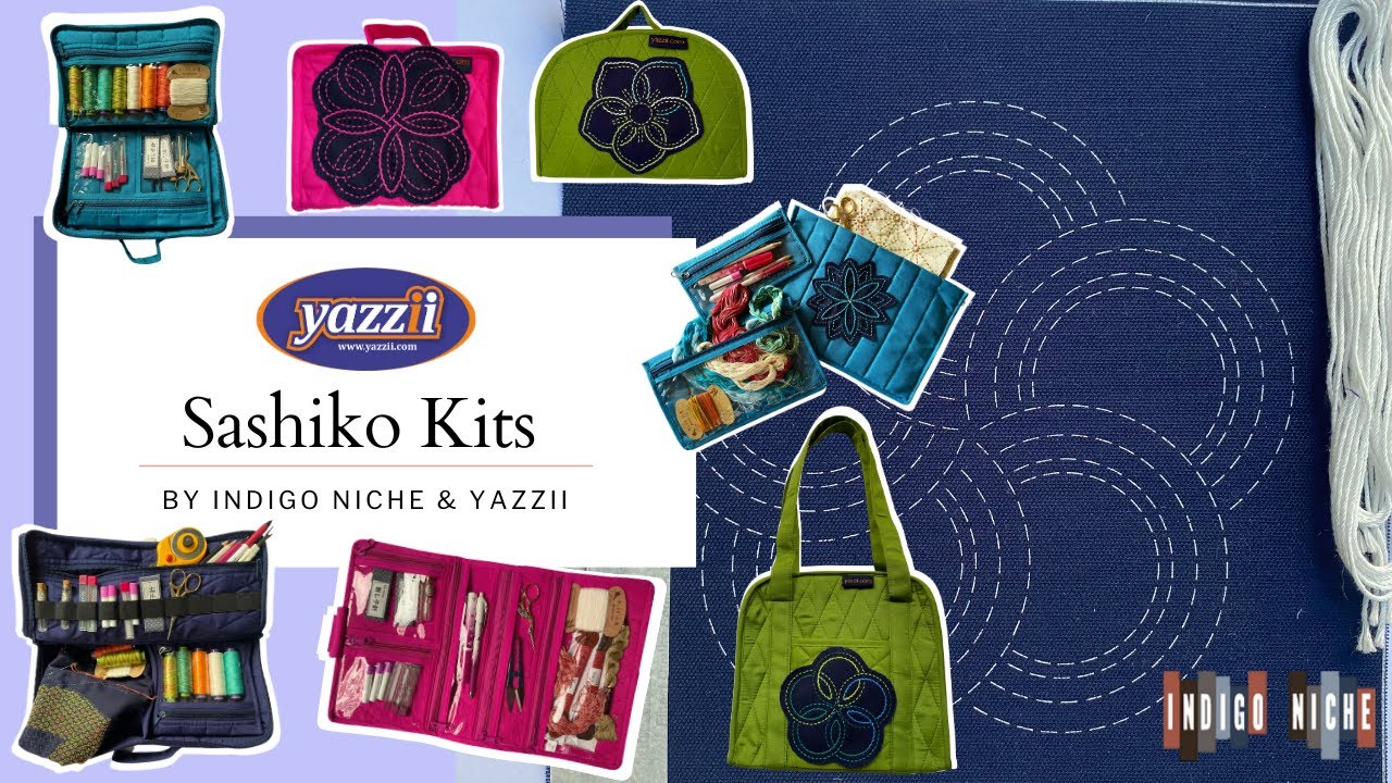 Sashiko Kits by Indigo Niche & Yazzii Craft Bags - YouTube