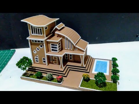 DIY MEMBUAT MINIATUR RUMAH DARI KARDUS #43 || RUMAH MEWAH MODEREN - YouTube