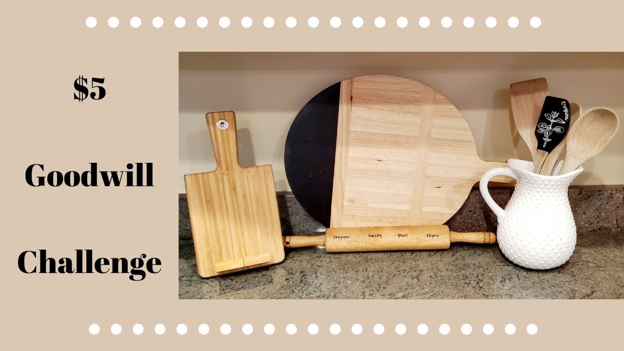 $5 GOODWILL CHALLENGE // Upcycled Kitchen Decor - YouTube