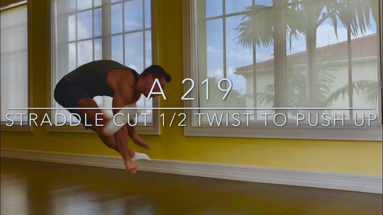 How to Straddle Cut 1/2 twist to push up | A219 | aerobic gymnastics ...