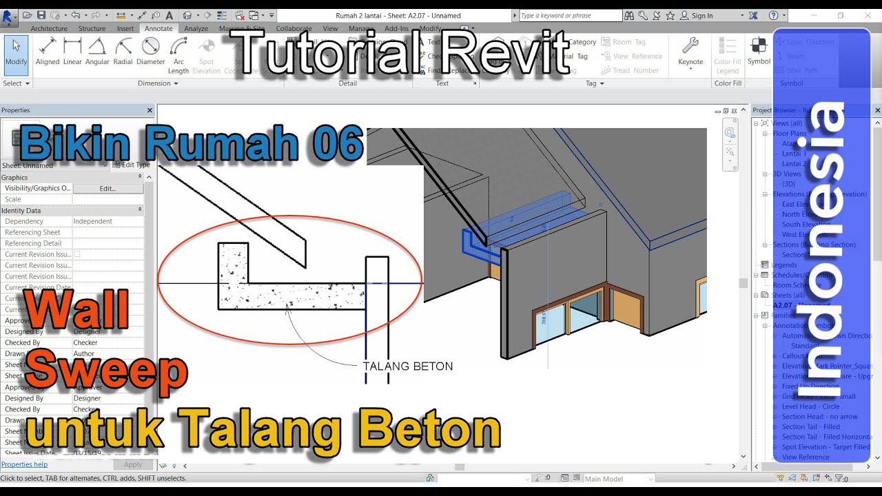 REVIT BIKIN RUMAH 06 – Pembuatan talang beton menggunakan fitur “wall ...