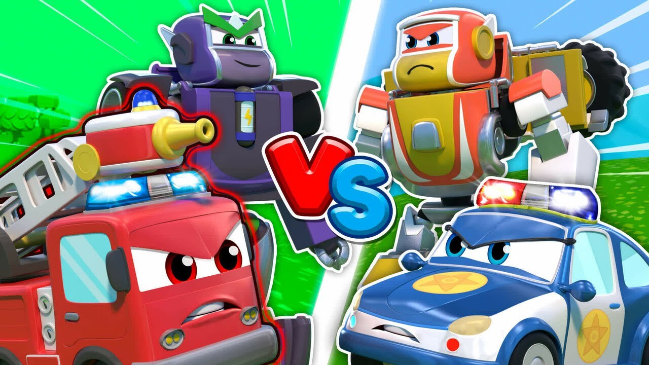 🔥Fire Truck Evil Twin vs Police Robot: Rescue Battle🚒 Fire Safety for ...