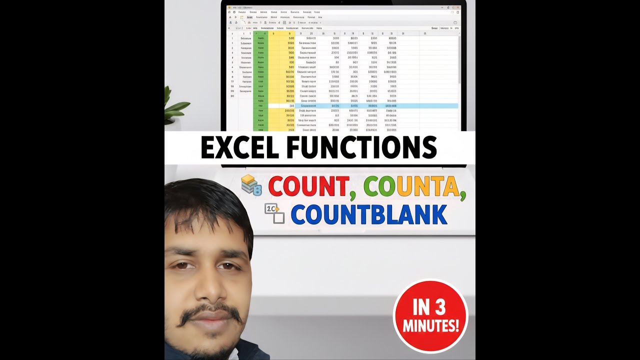 All basic count function in excel in 3 minutes - YouTube