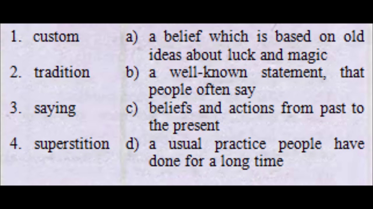 Personal values -Match the words to the definitions. - YouTube