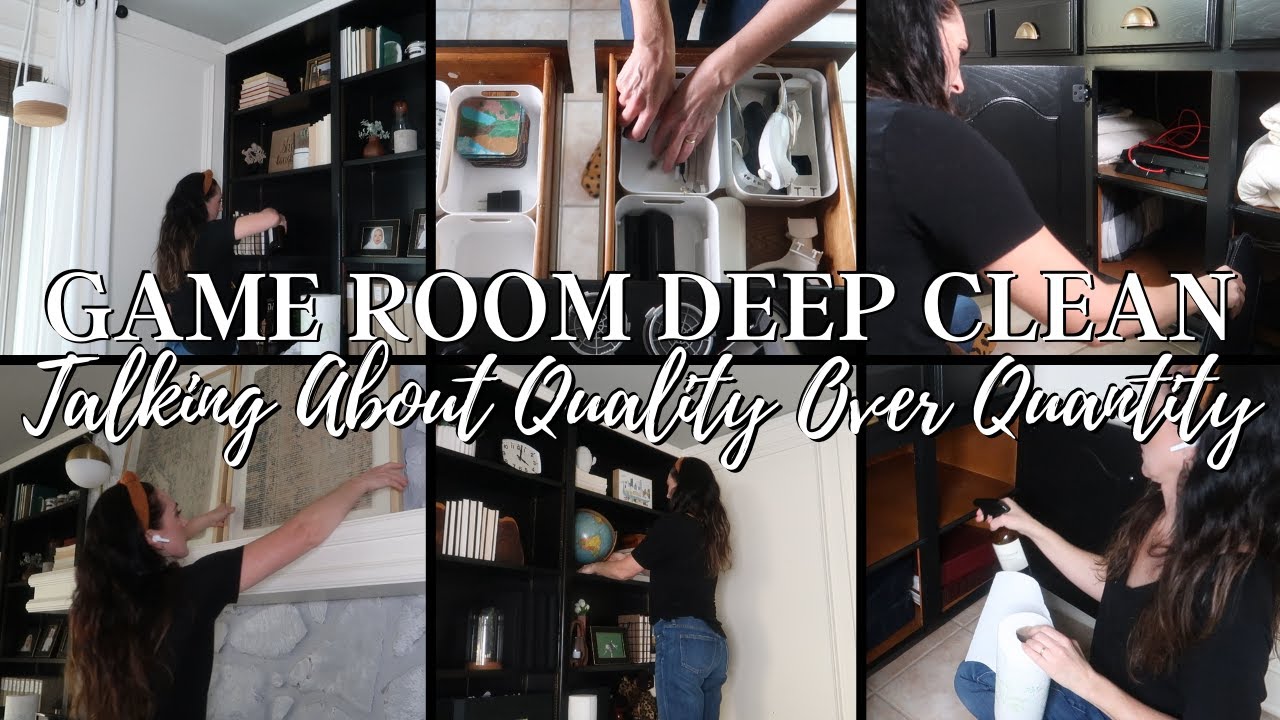 DEEP CLEANING + DECLUTTERING MORE CABINETS IN MY GAME ROOM | TALKING ...