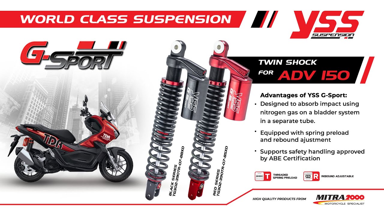 YSS G-SPORT Red Series & Black Series Honda ADV 150 - YouTube