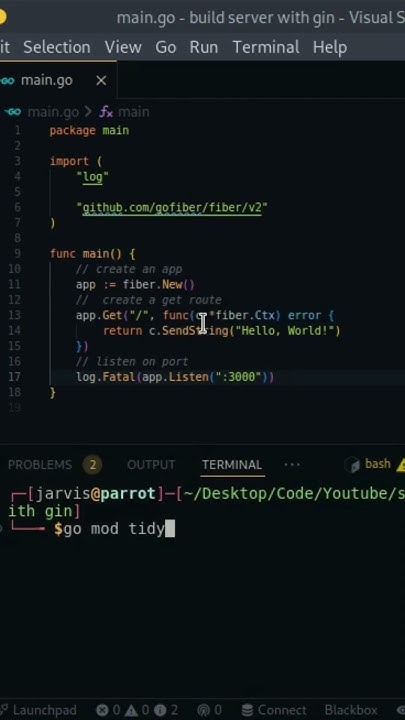 Golang Tutorial Create A Server With Go Fiber Shorts Programming Golang Golangtutorial