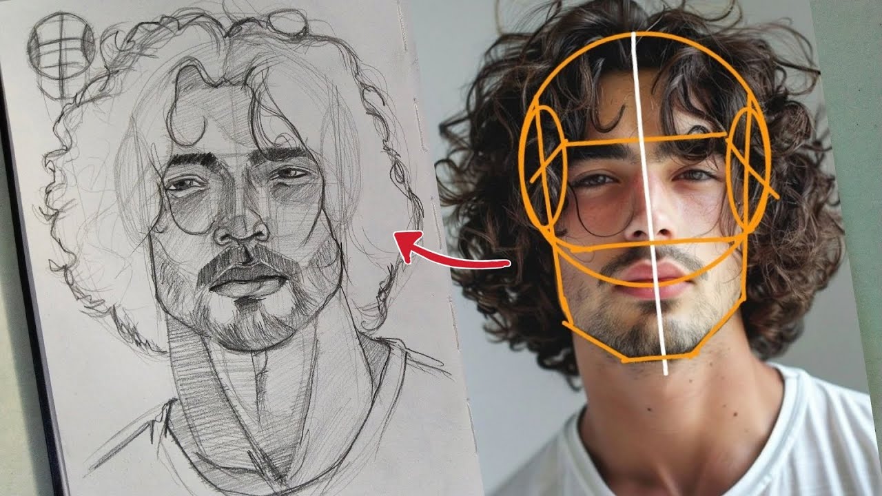Make a portrait sketch step by step tutorial, Face drawing using Loomis ...