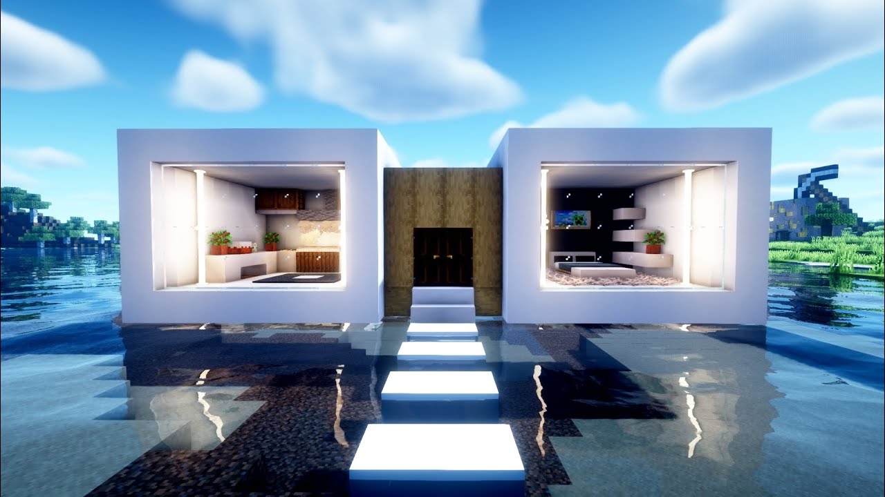 Minecraft : How to build small morden house on water - YouTube