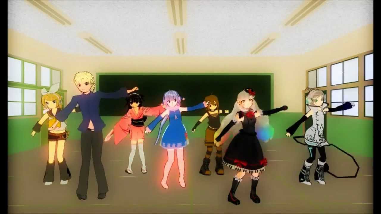 MMD ラブジョイ LEON MIZKI 鏡音リン 歌手音ピコ MAYU 亞北ネロ MIKA‐03 - YouTube