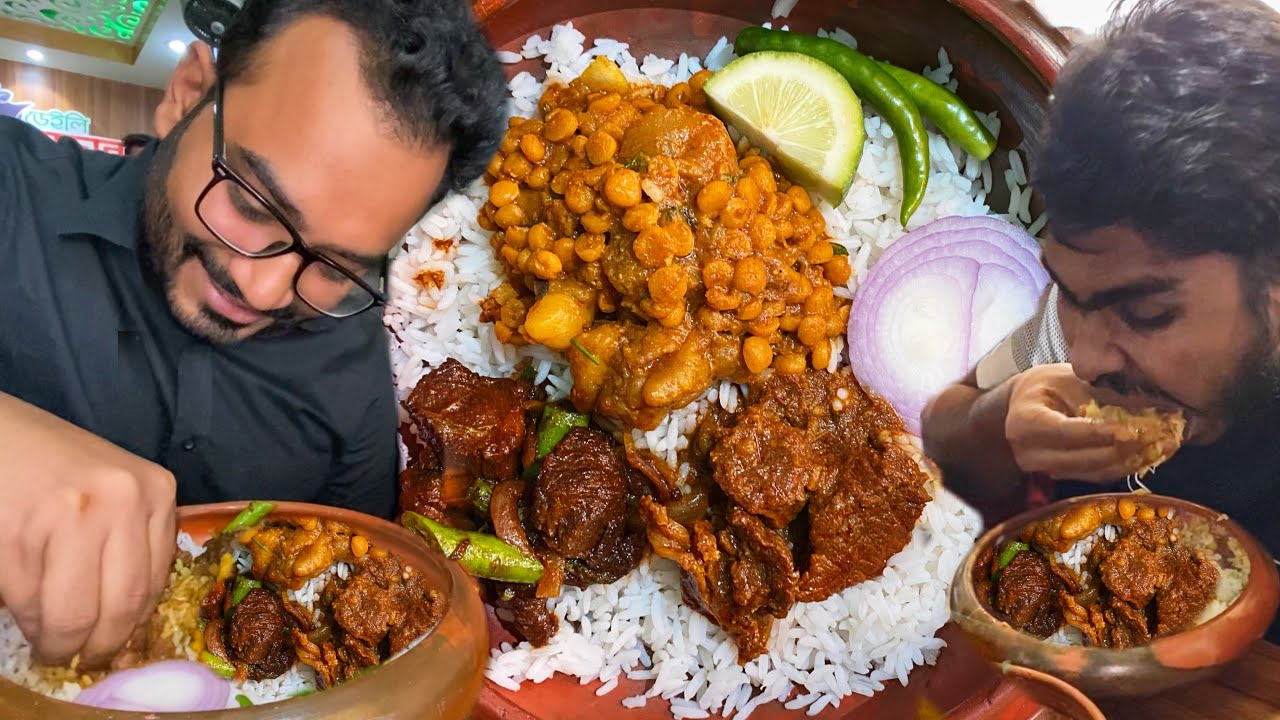 Eating Mejbani Gosht/Kala Bhuna/Chonar Dal/Nalli Paya With Rice at ...