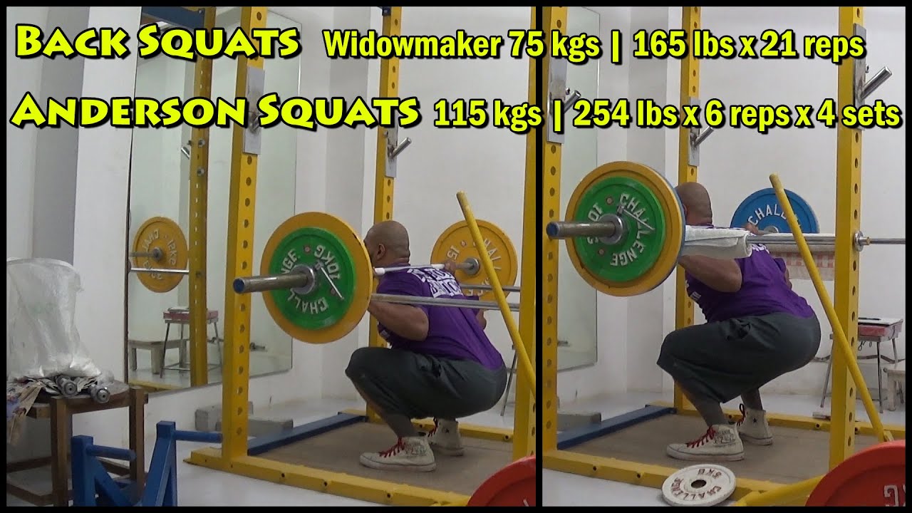 Anderson Squats 115 kgs x 6 x 4 - YouTube