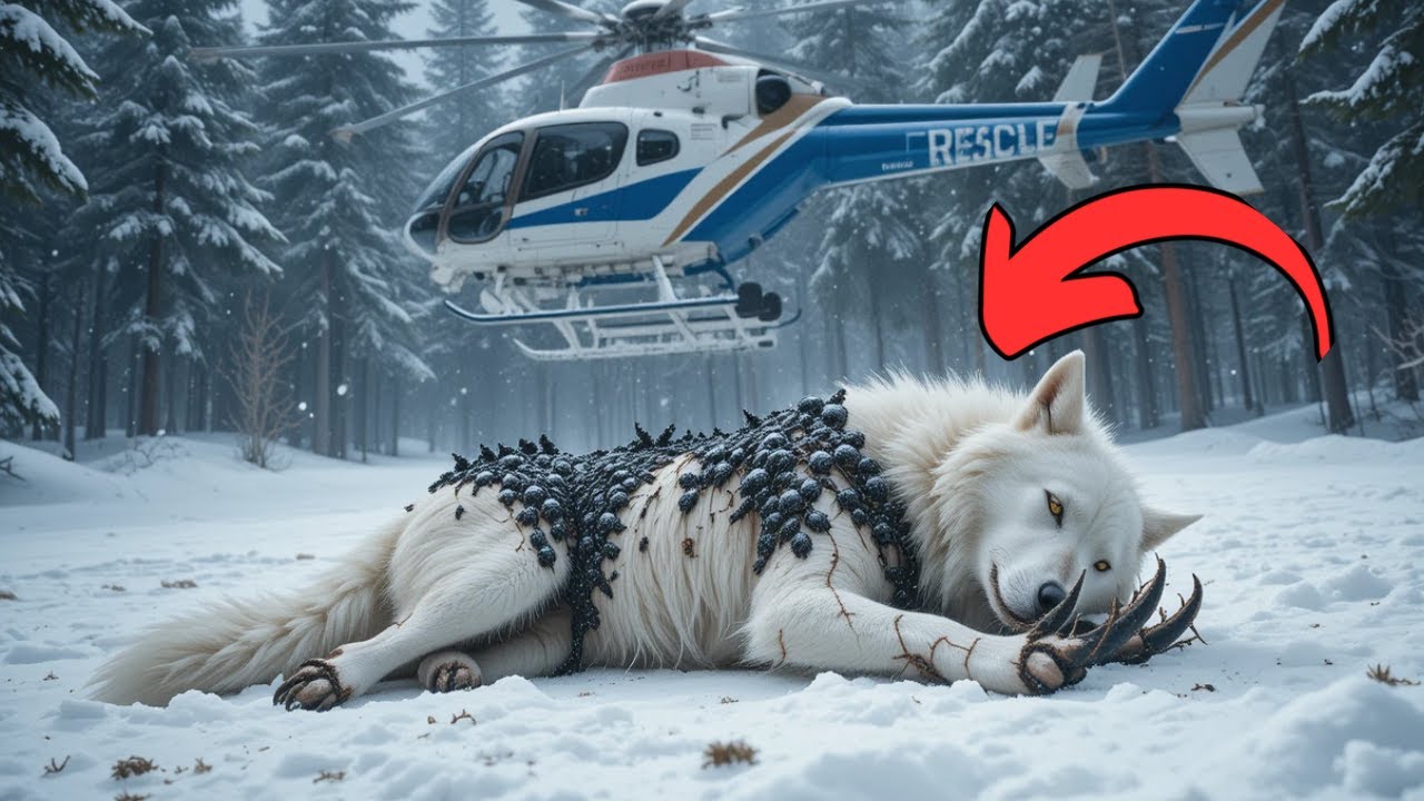 A white wolf was injured by barnacles and Parasites . A rescue team ...