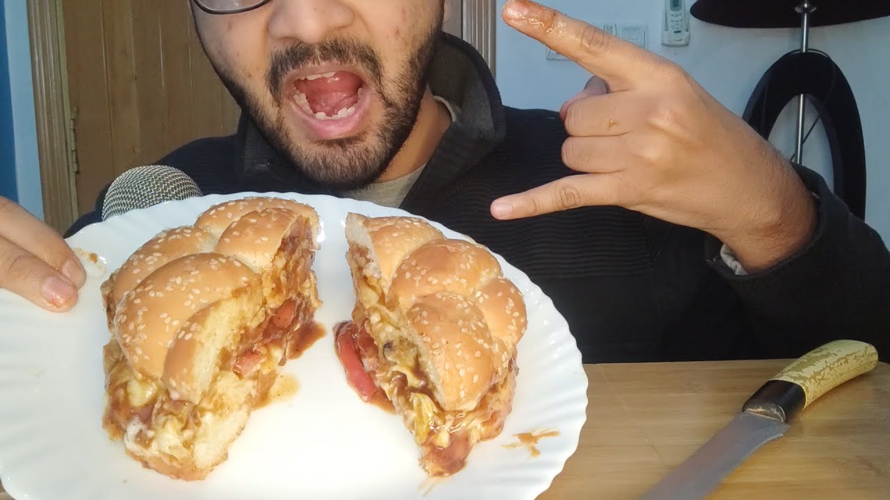 Asmr Eating Chicken Zinger Burger Yummy Delicious Burger Super Asmr