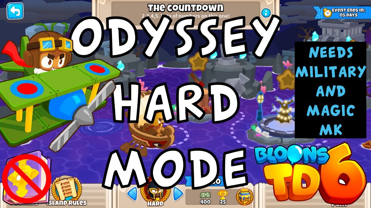 BTD6 | Odyssey Hard Mode | The Countdown | No Hero No Powers Low MK ...