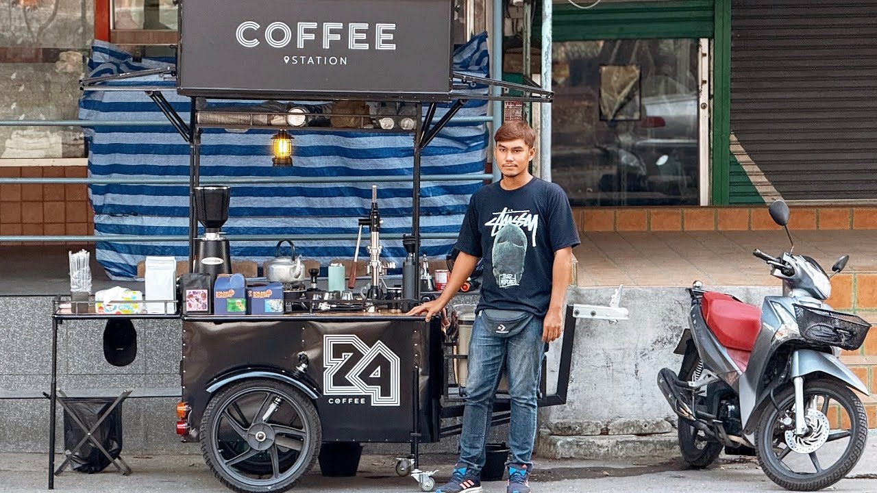 Cafe Vlog Mini Coffee Shop Street Carts Barista Work Hard Mobile Kopi ...