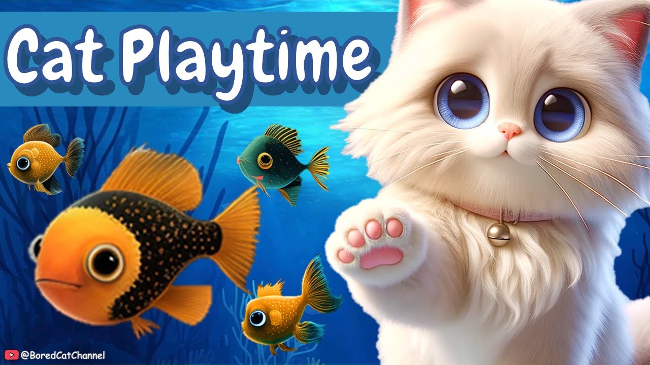 CAT GAME ON SCREEN INTERACTIVE VIDEO - GOLDEN FISH IN CORAL DEPTS 🐟 ...