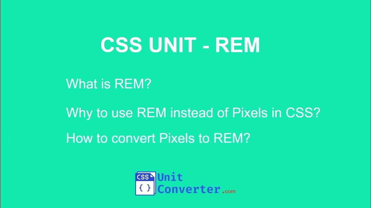 What is REM | Why to use REM instead of Pixels | How to Convert Pixels to REM? - YouTube