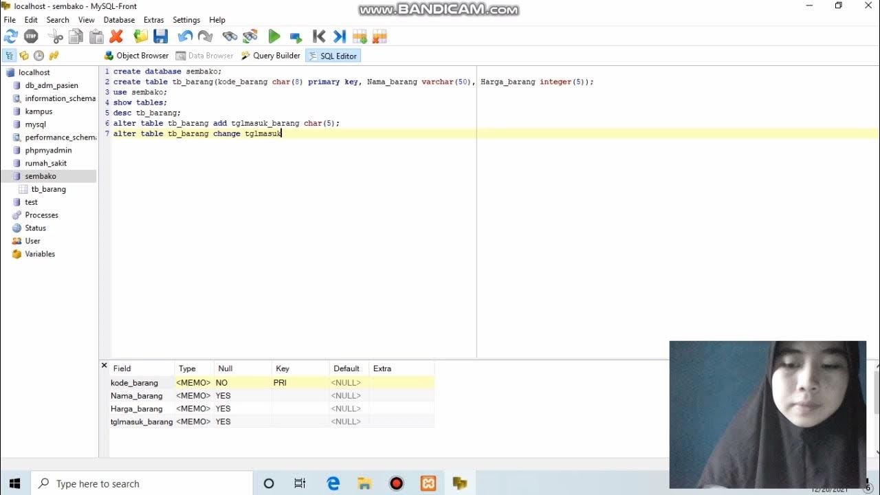 Langkah-Langkah Membuat DataBase Menggunakan Mysql Front Dengan Perintah DDL Sampai DML - YouTube