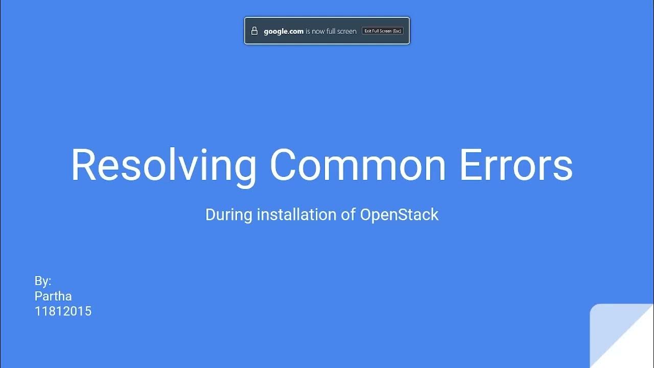 OpenStack: Installation Error Handling - YouTube