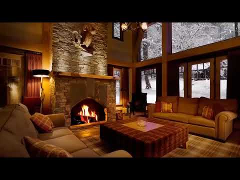 Meditation. Relaxing Fireplace Sound. Incredible Snow Falling With Burning. Fireplace Crackling