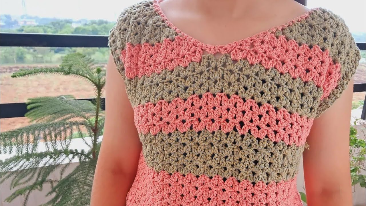 How to crochet easy v neck top|step by step tutorial(any size) - YouTube