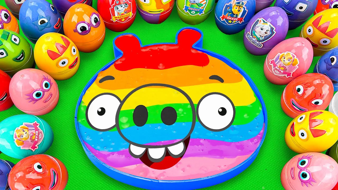 Satisfying ASMR🌈 Making Rainbow Angry Bird Bathtub by Rainbow EGGS with ...