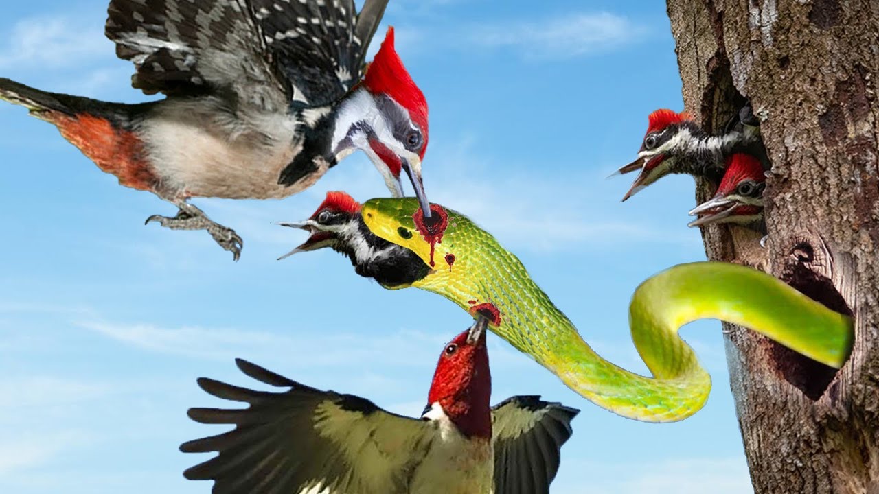 Mother Bird Is Trying To Free Poor Baby Bird That Has Fallen In Arms Of ...