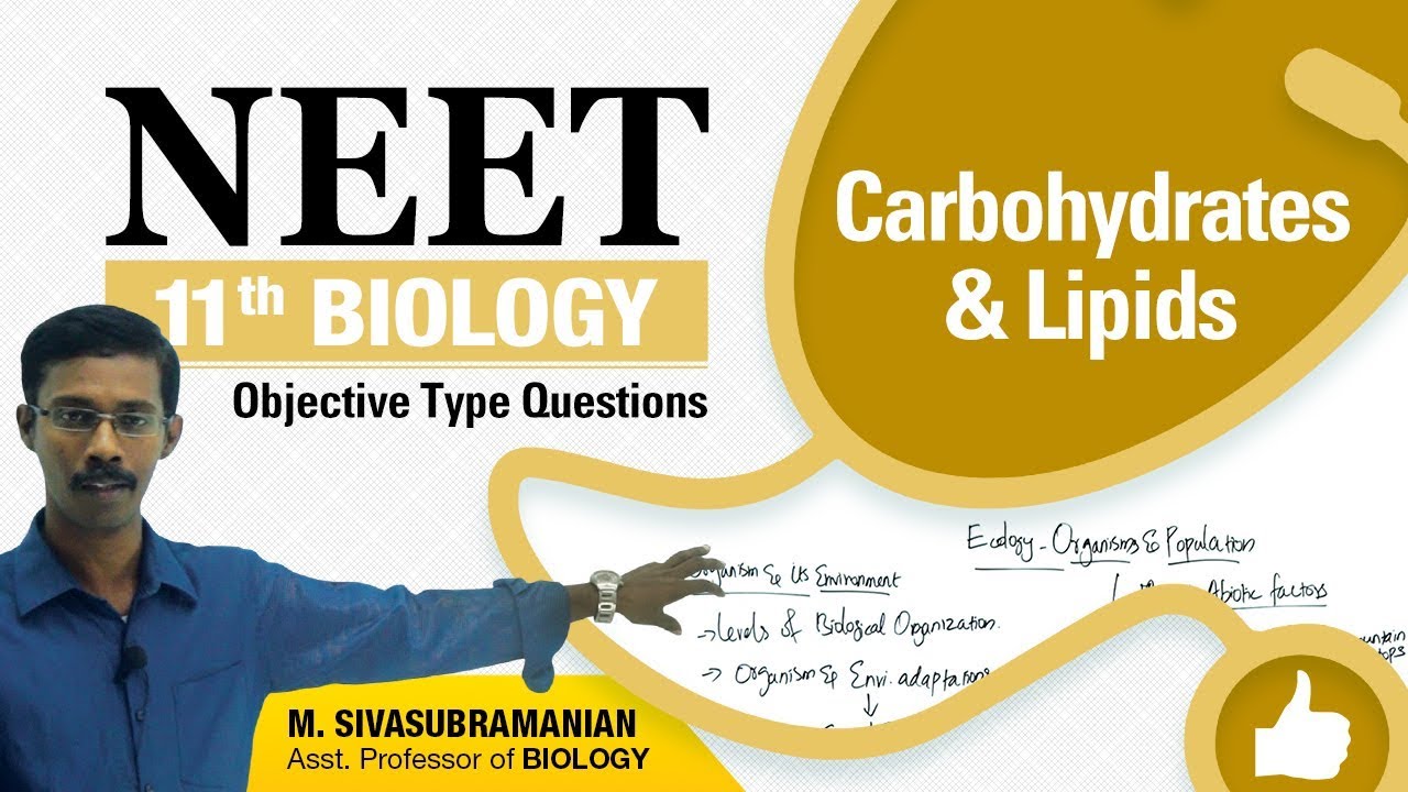 NEET 11th Biology || Carbohydrates & Lipids || Objective Type Questions ...