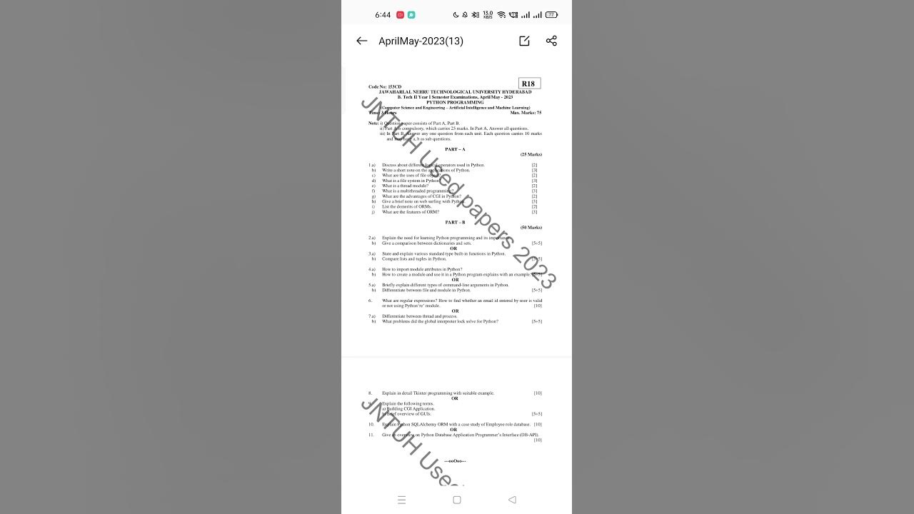 #python programming previous question papers jntuh r18 - YouTube