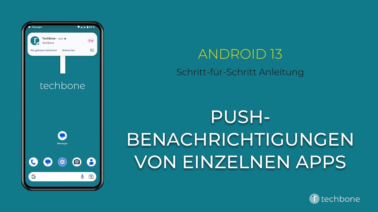 Push-Benachrichtigungen von einzelnen Apps ein-/ausschalten [Android 13] - YouTube