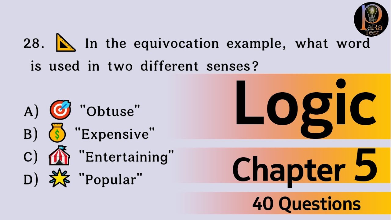 Logic Chapter 5 Questions - YouTube