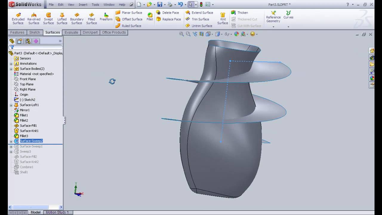 Using sweep operation along Non cylindrical surface - YouTube