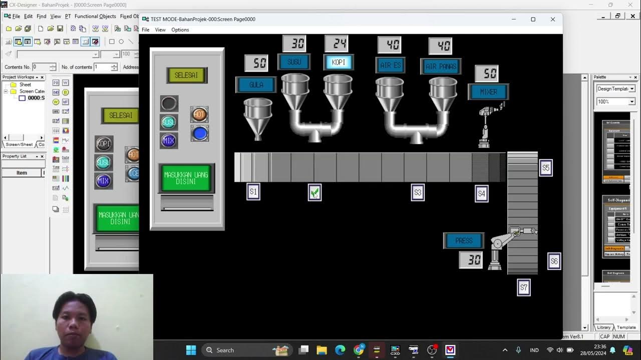Human Machine Interface - Vending Machine Minuman. CX-Programmer dan CX-Designer - YouTube