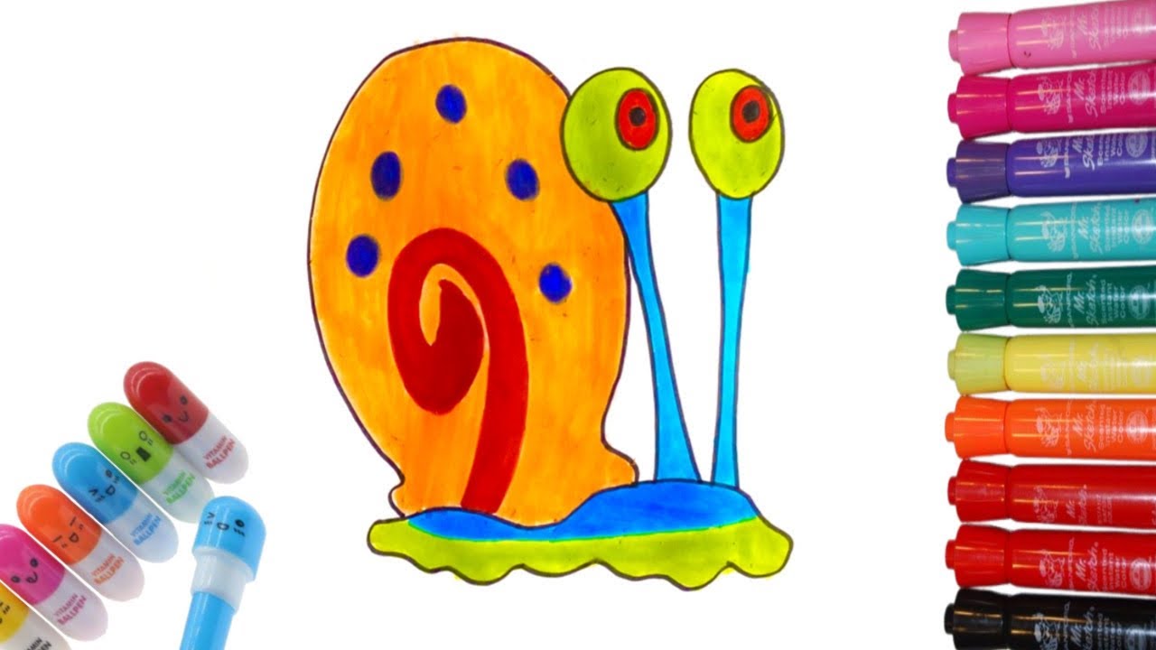 How to Draw GARY THE SNAIL | How to Colour in GARY THE SNAIL ...
