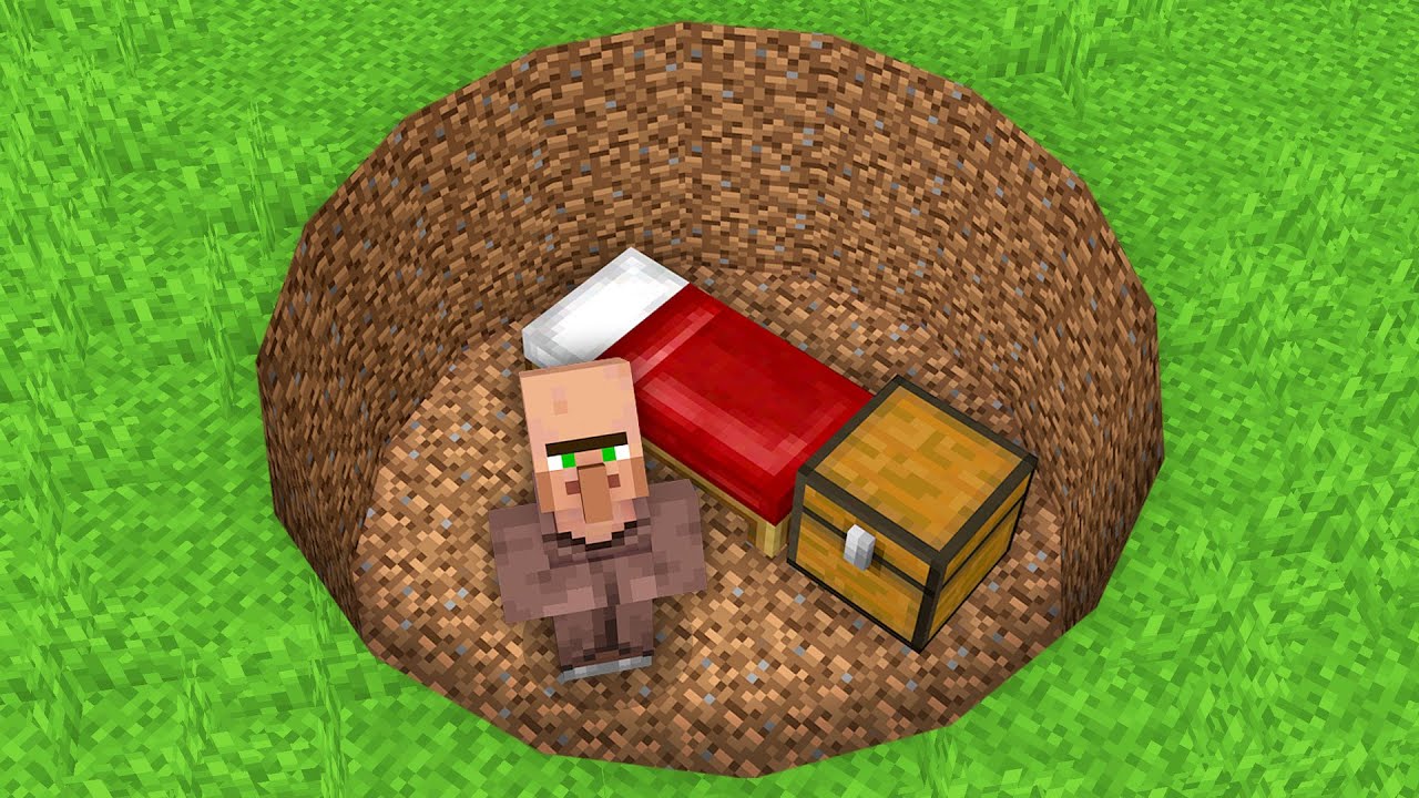 This New Secret Villagers ROUND TUNNEL BASE !!! Minecraft Trap Pit ...