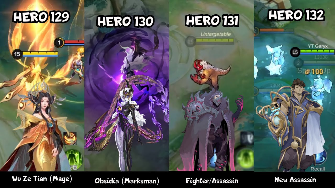 MLBB 4 NEW HERO - WU ZE TIAN MAGE, HERO 130 OBSIDIA, 131 FIGHTER ...