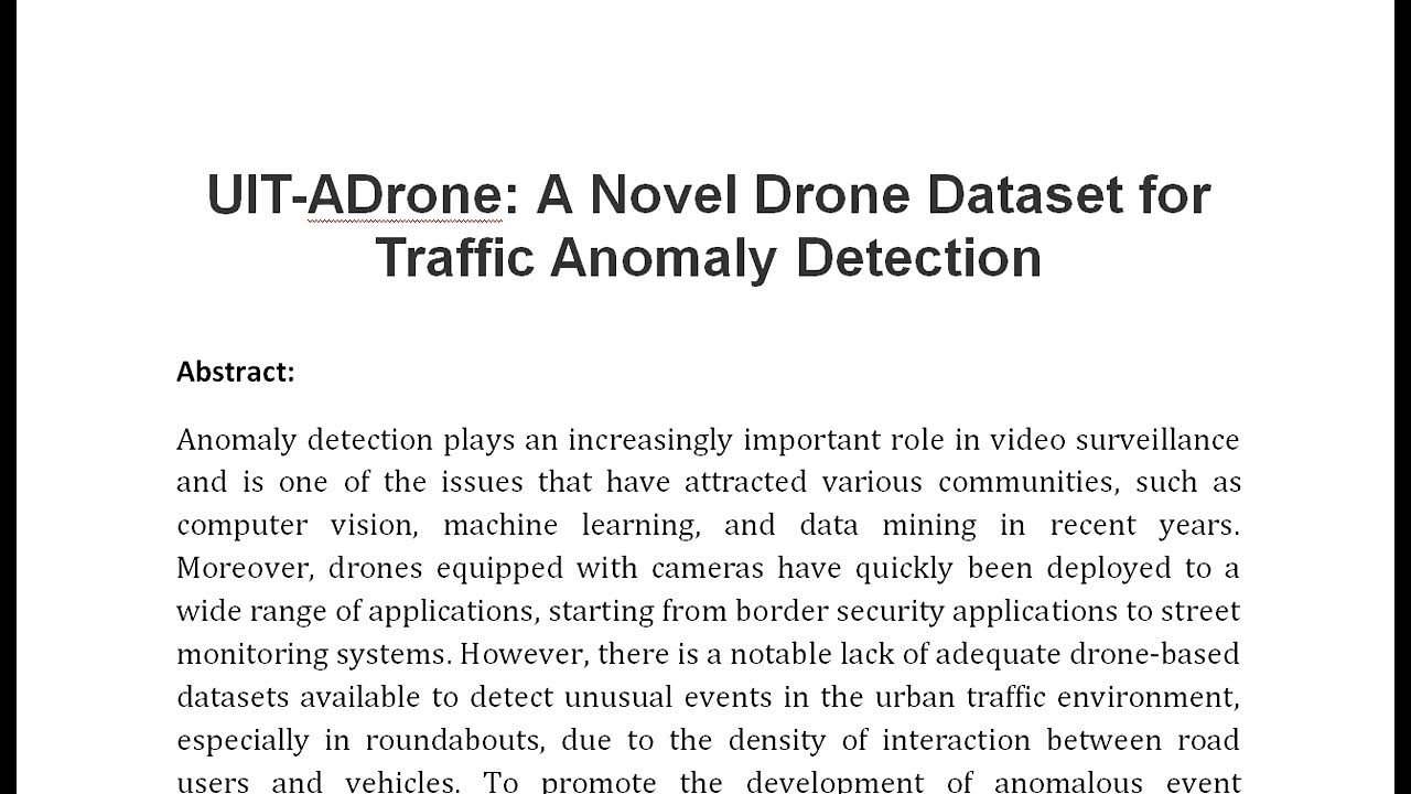 UIT ADrone A Novel Drone Dataset for Traffic Anomaly Detection - YouTube