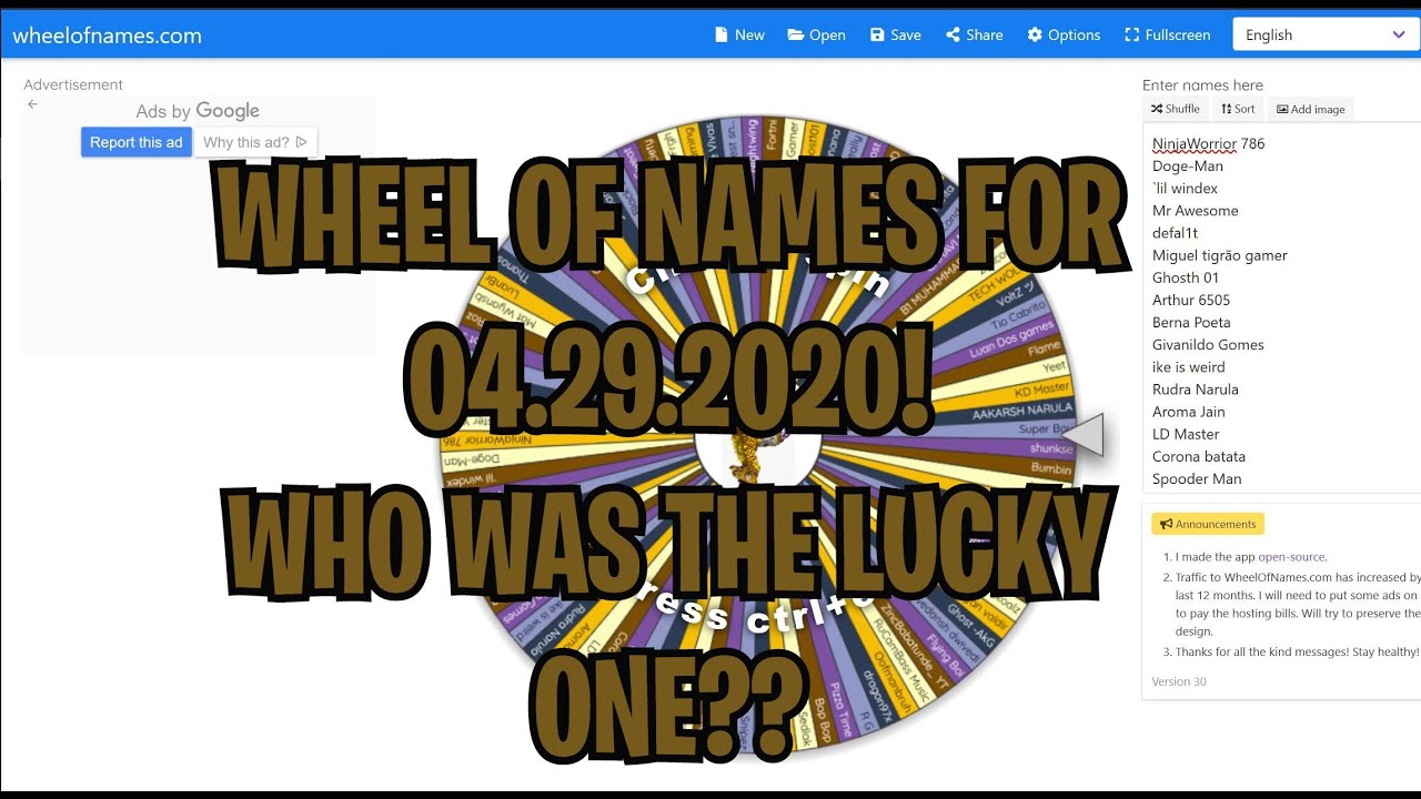 WHEEL OF NAMES FOR 04.29.2020 FORTNITE ITEM SHOP.. watch to see who won ...