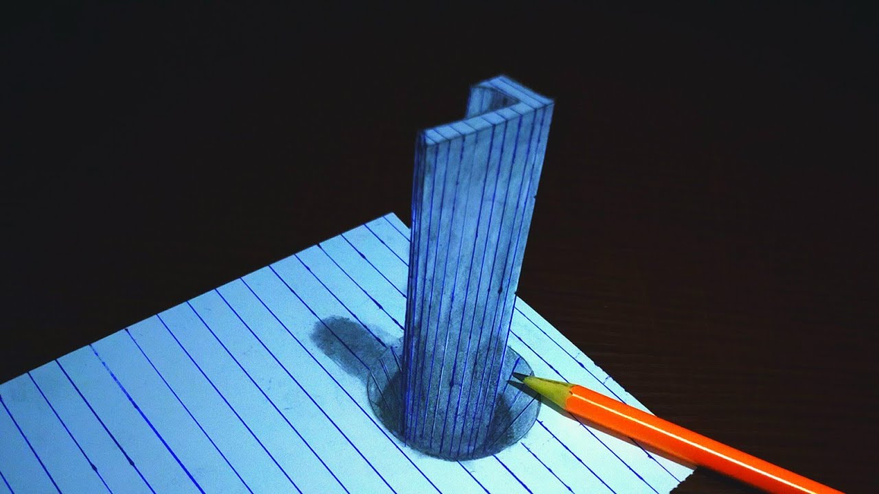 How to draw a simple 3D "7" on one paper || pencil drawing, - YouTube