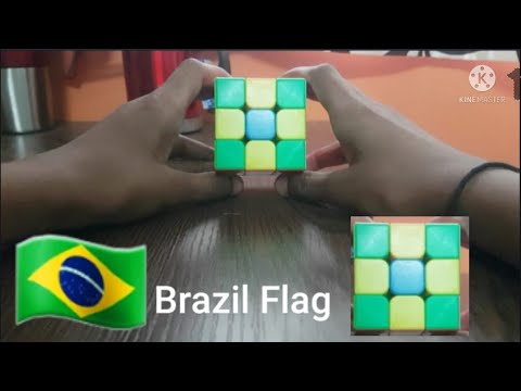 How to make Brazil Flag on 3×3×3 Rubik's Cube | #6 Brazil Flag | Flag ...
