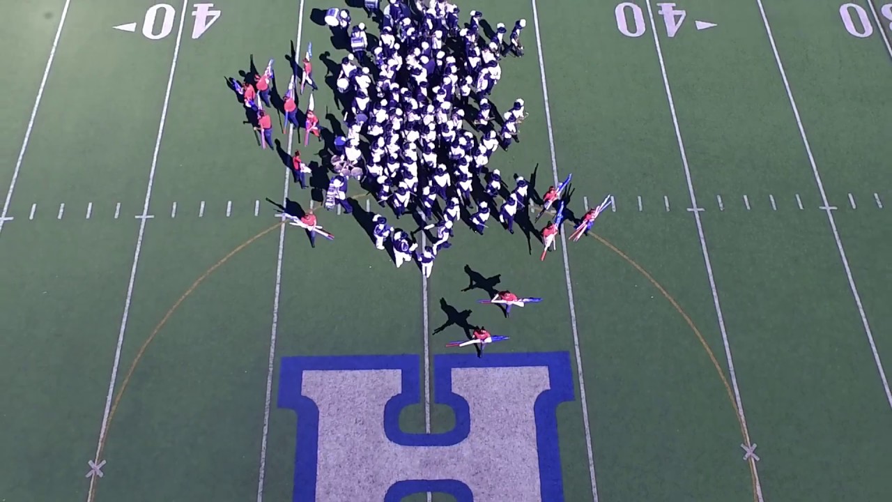 Huntington Blue Devil Marching Band Aerial View - YouTube