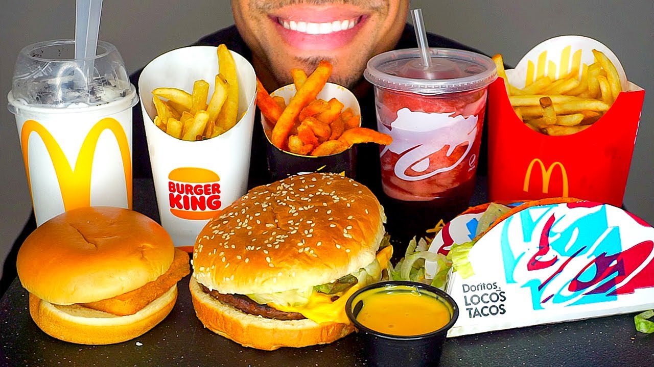 mcdonald’s vs burger king vs taco bell mukbang jerry asmr no talking ...