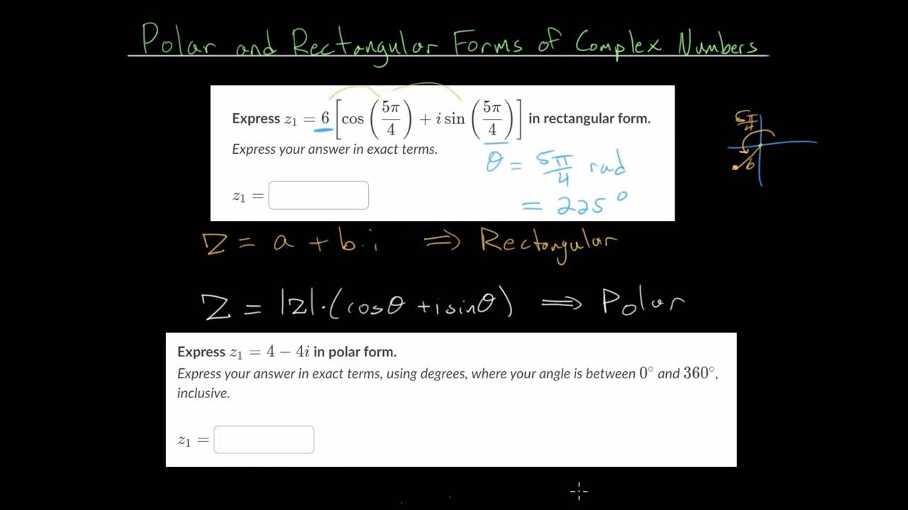 Polar and Rectangular Forms of Complex Numbers (1 of 2) - YouTube