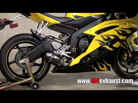2008 Yamaha R6 Slip On System with Muffler Box Eliminator - YouTube