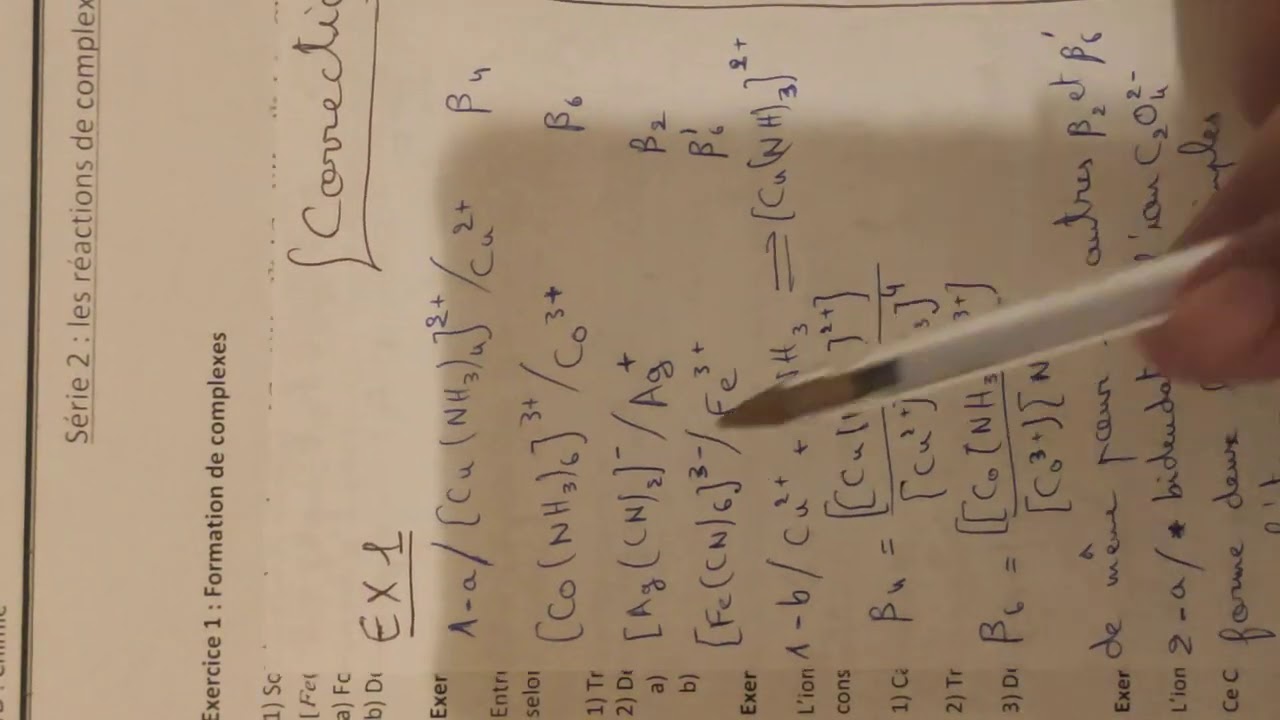 TD - réactions de complexation (vidéo-1) - YouTube