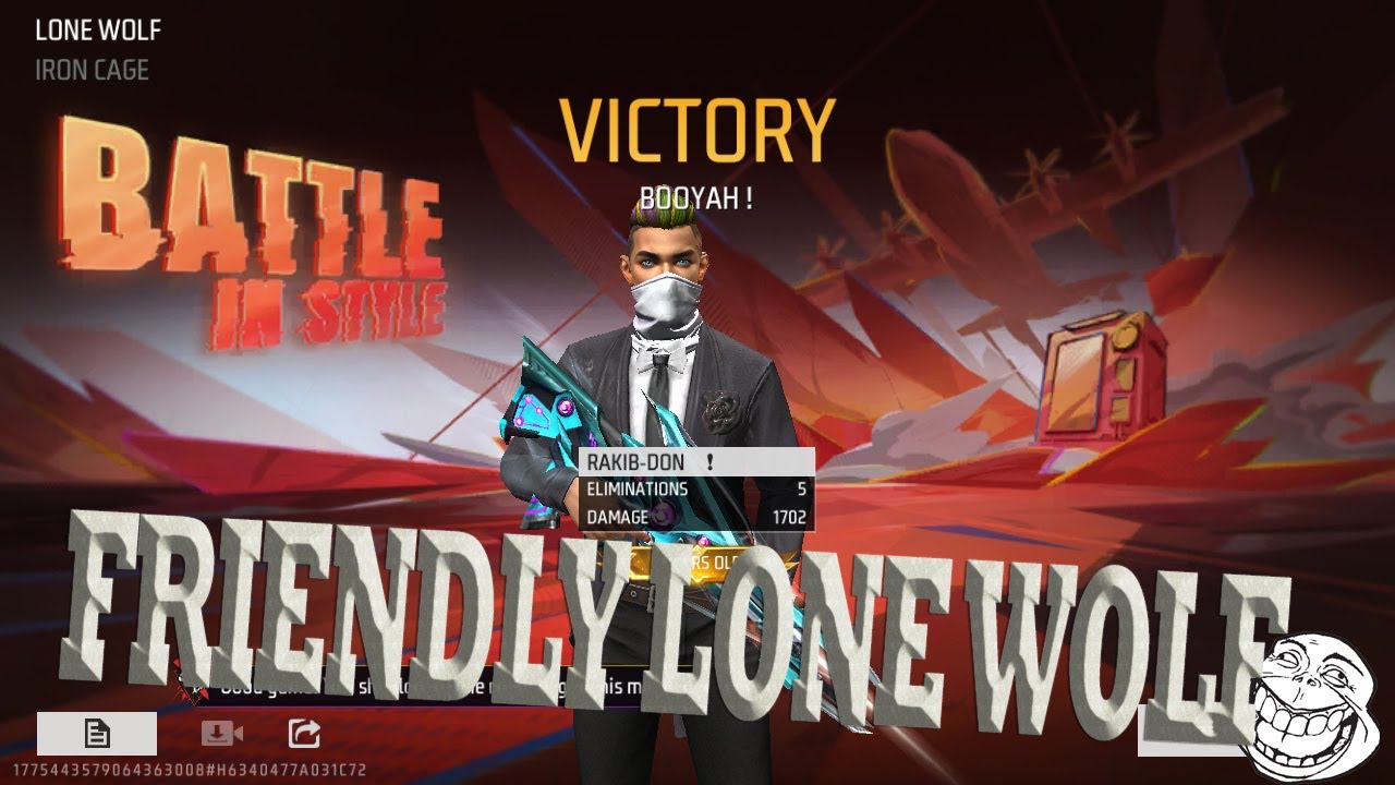 Free Fire Friendly Lone Wolf Gameplay 1vs1 1 Tap Only One Shot Ff Max