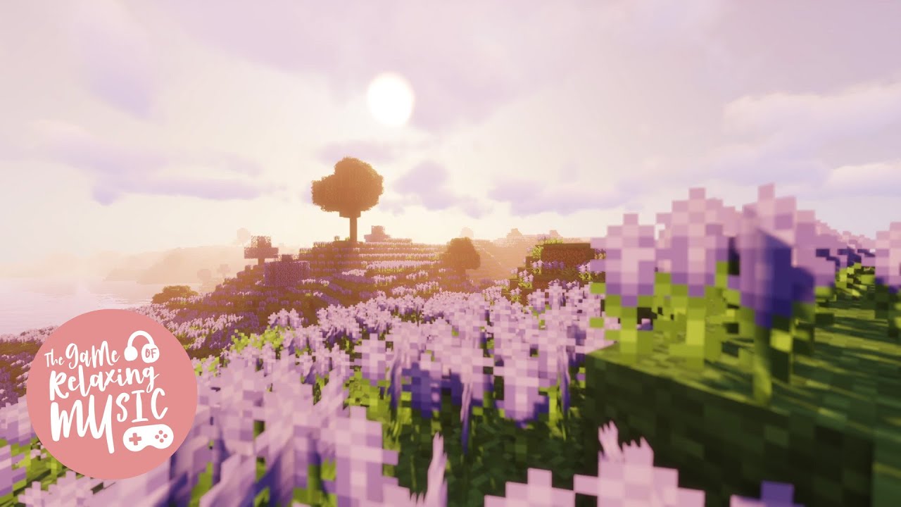 Relaxing Music with Minecraft Ambience #9, Beautiful Lavender Field and ...