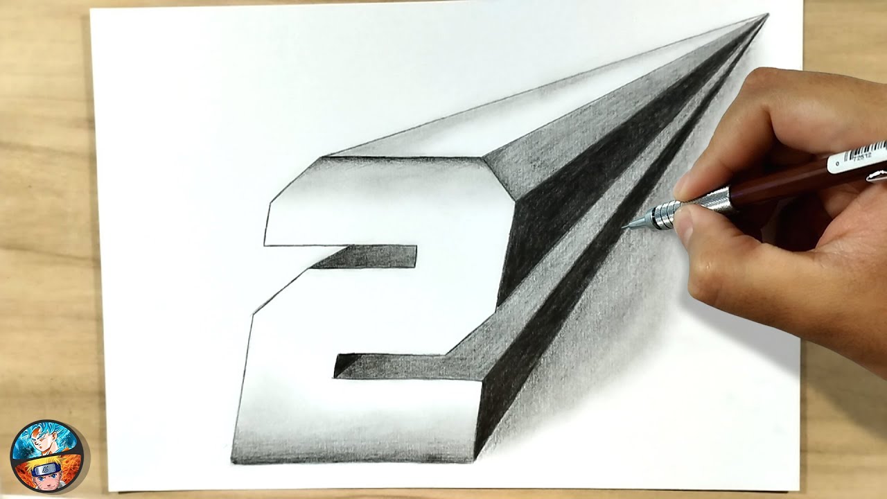 Como dibujar el número 2 en 3D | Drawing the Number 2 in 3D - YouTube